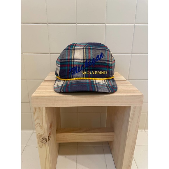 Vintage | Accessories | Vintage Flannel Plaid Michigan Wolverines Hat ...